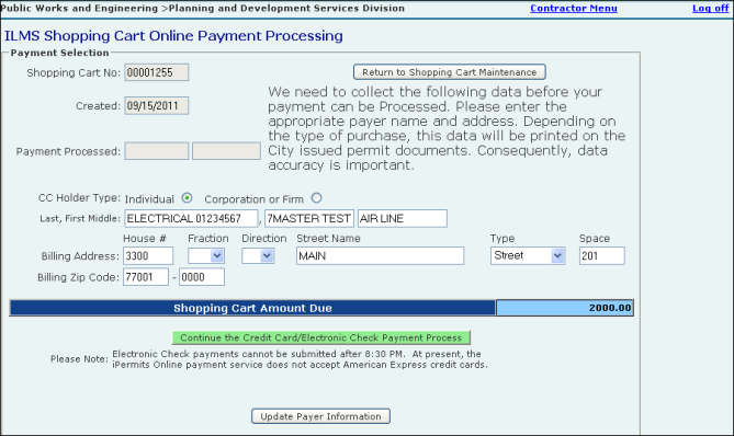 Make an Advanced Payment Account Deposit