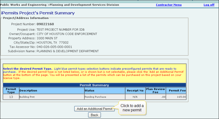 Purchase a Permit for an Existing Project