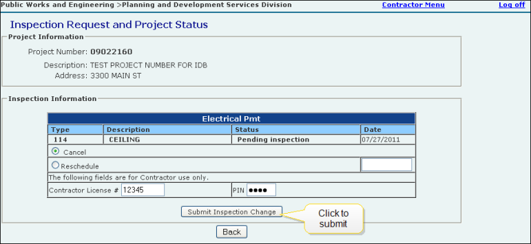 Schedule Inspections and Review Inspections History