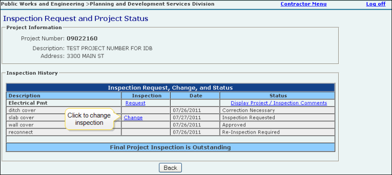Request an Inspection