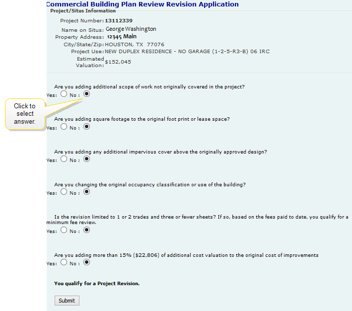 Plan Revision for an Existing Project