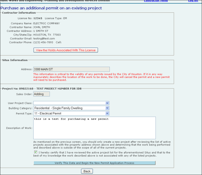 Purchase a Permit for an Existing Project