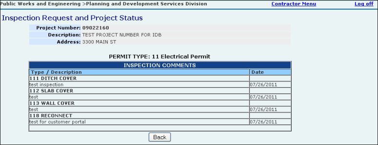 Schedule Inspections and Review Inspections History