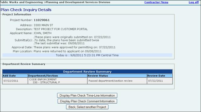 Check the Plan Review Status of a Project