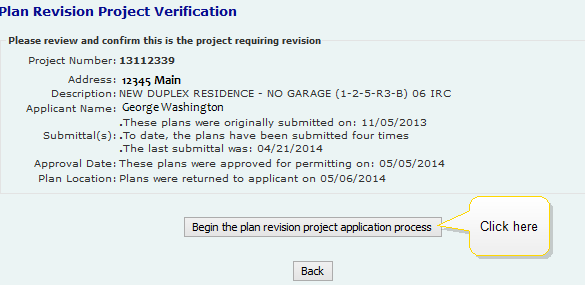 Plan Revision for an Existing Project