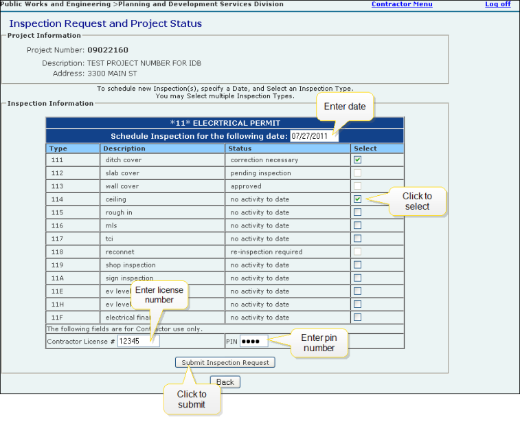 Request an Inspection