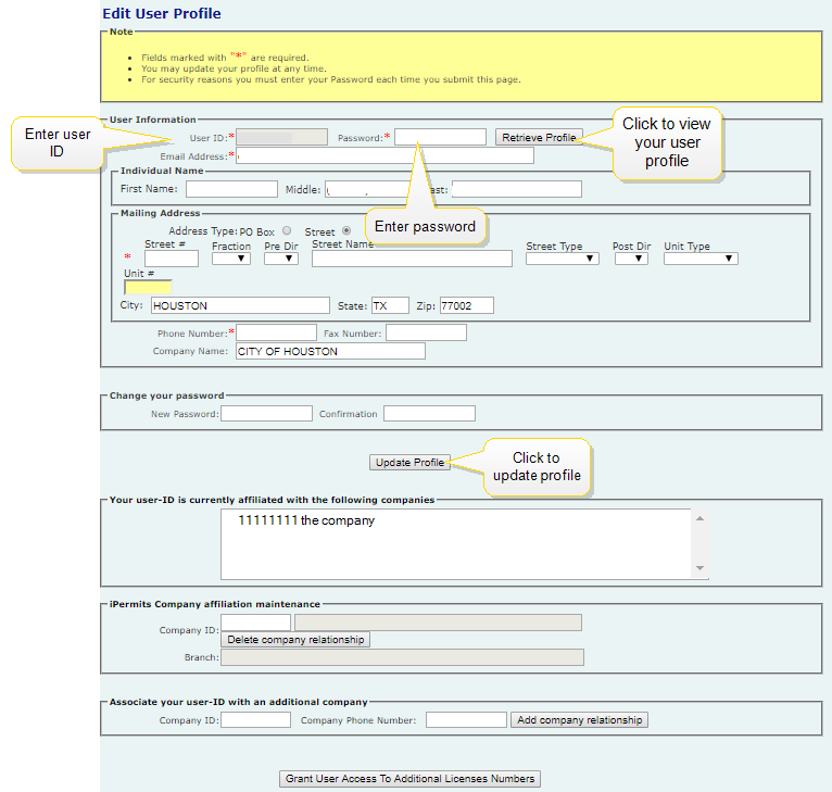 Editing Your User Profile